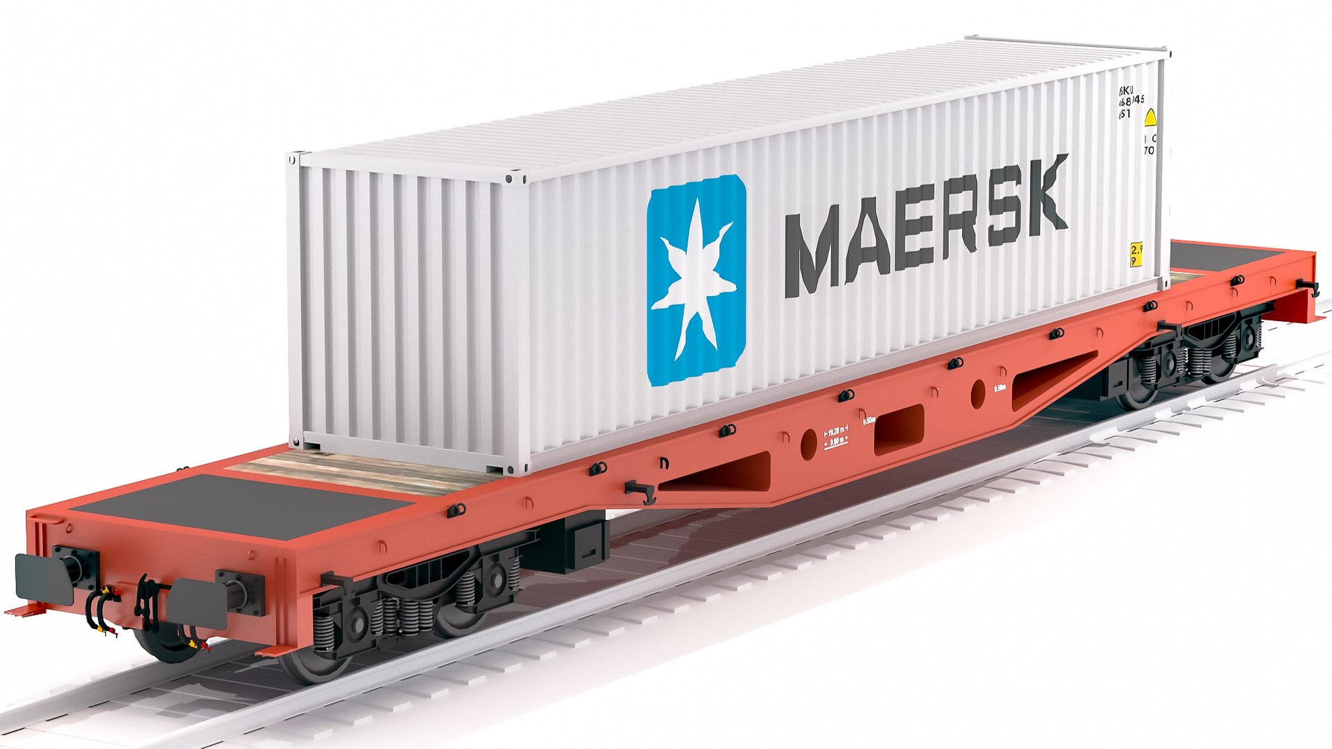Flat Rail Car Maersk 3D Model - TurboSquid 1636578