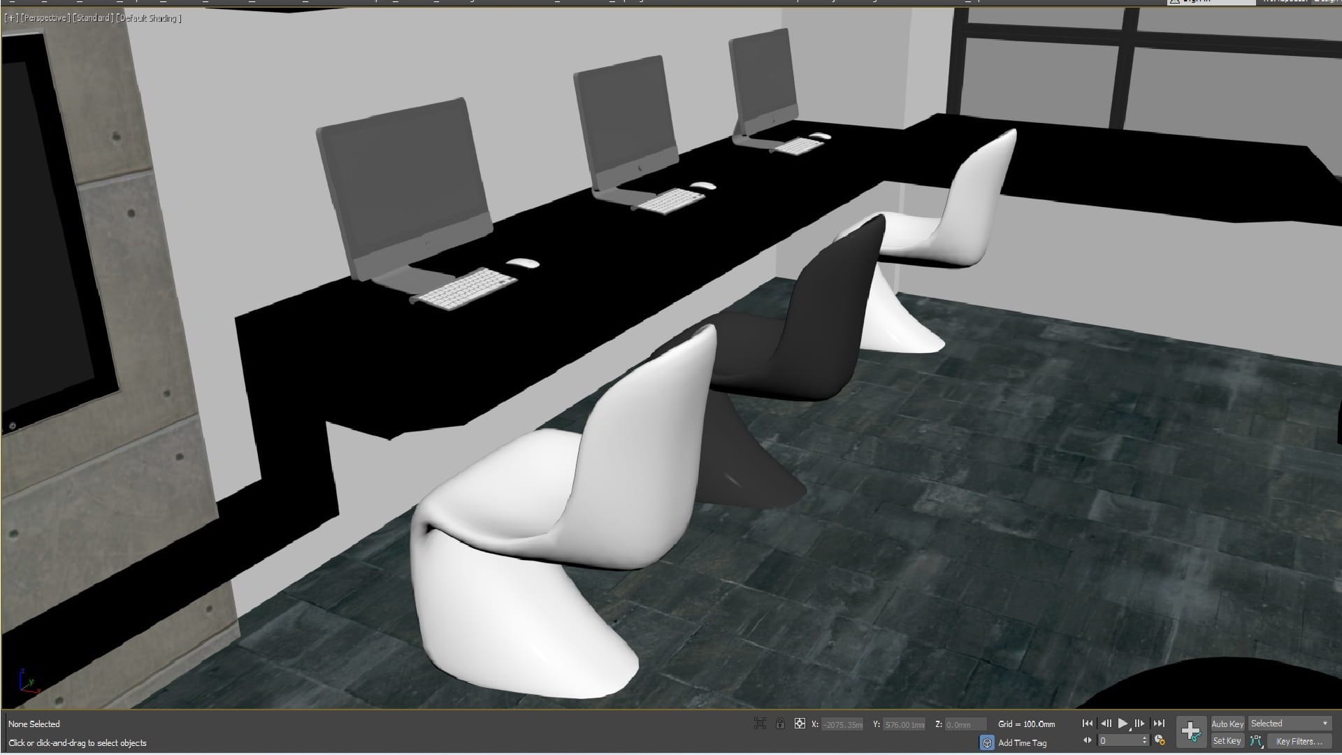 3D Modern Minimalist Living Room - Panel Computer Desk - Bar Model ...