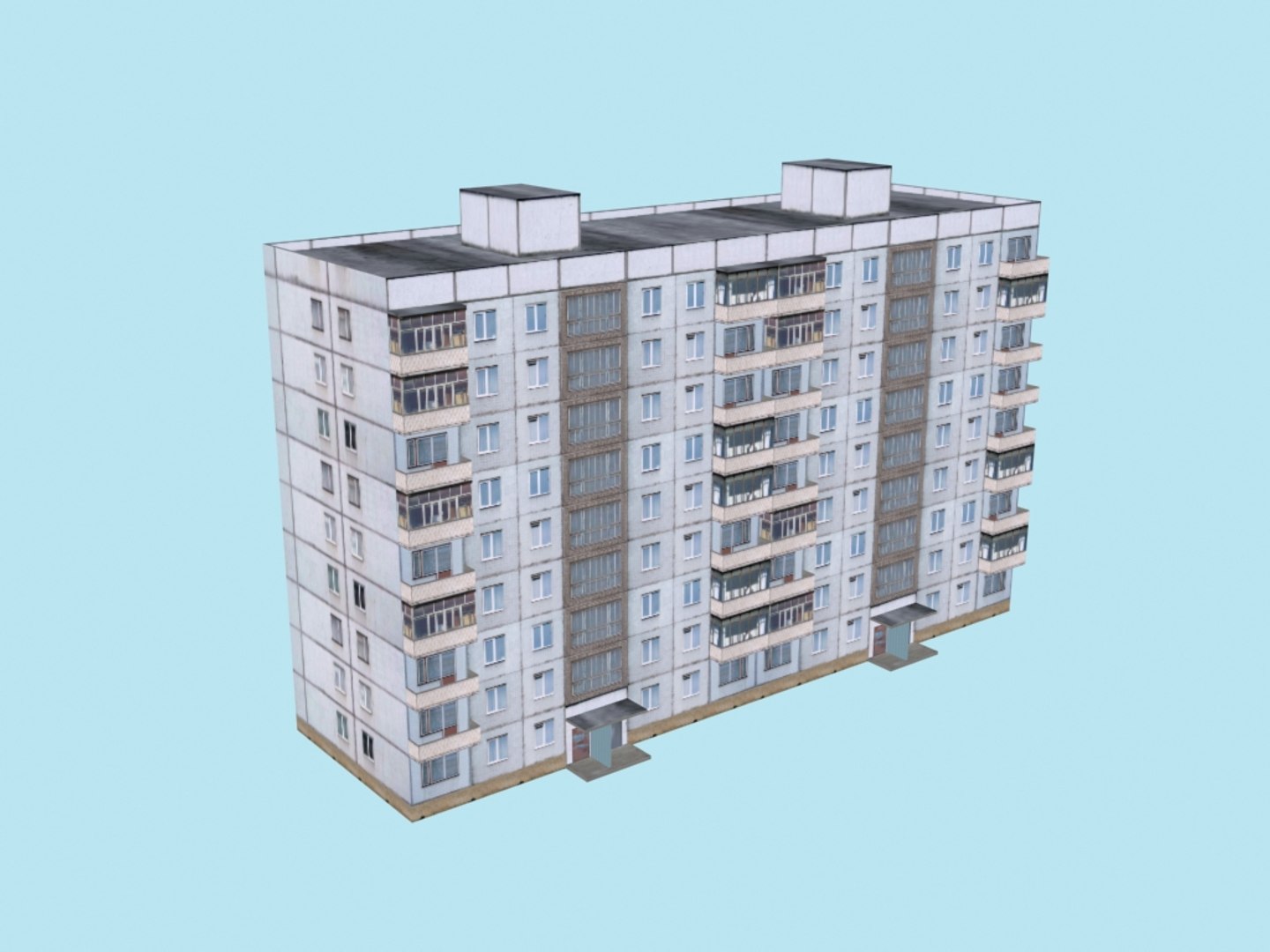 3ds max typical soviet 9-storey house