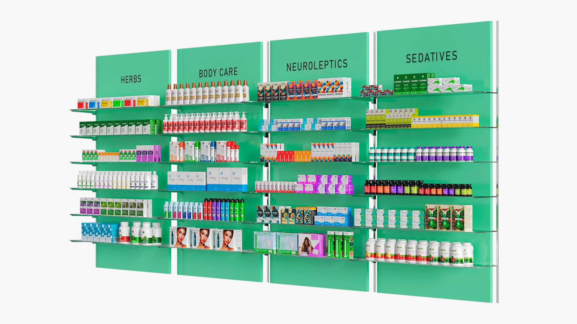 3D Pharmacy Stand With Products - TurboSquid 2368970