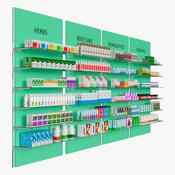 modelo 3d Stand de farmacia con productos - TurboSquid 2368970