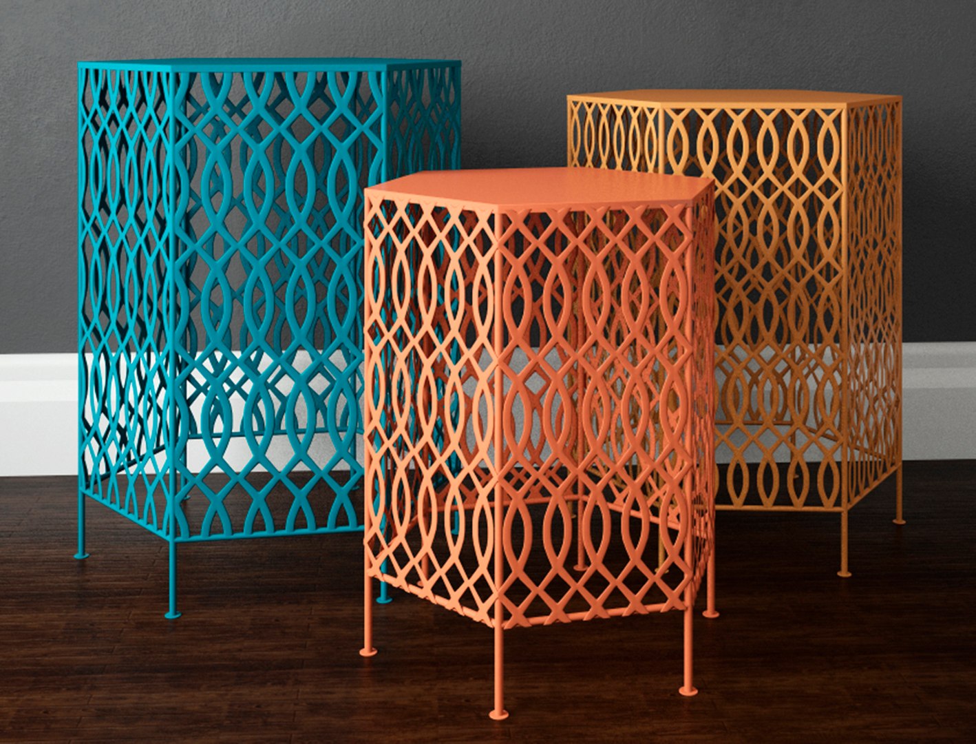 3D hexagon table set - TurboSquid 1200677