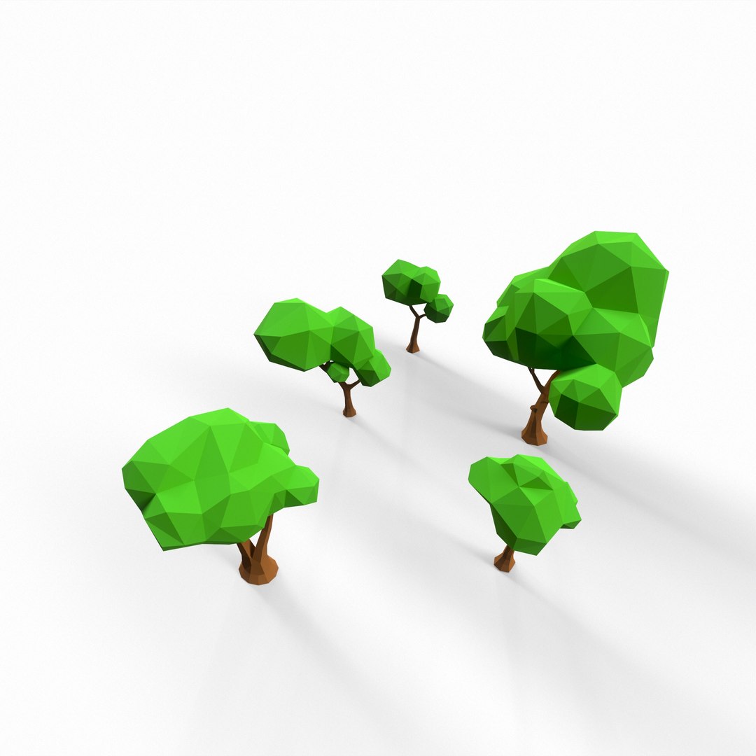 Flat Low-poly Cartoon Tree Pack 01 3D Model - TurboSquid 1813489