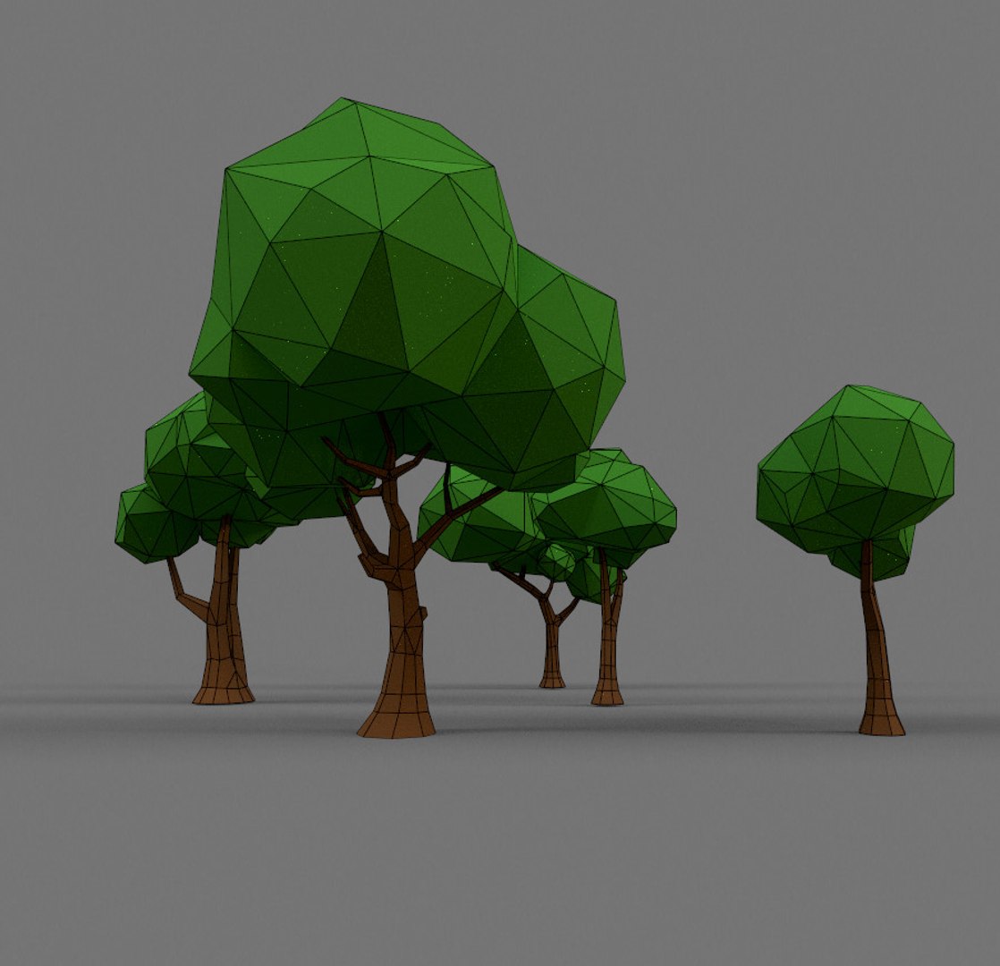 Flat Low-poly Cartoon Tree Pack 01 3D Model - TurboSquid 1813489