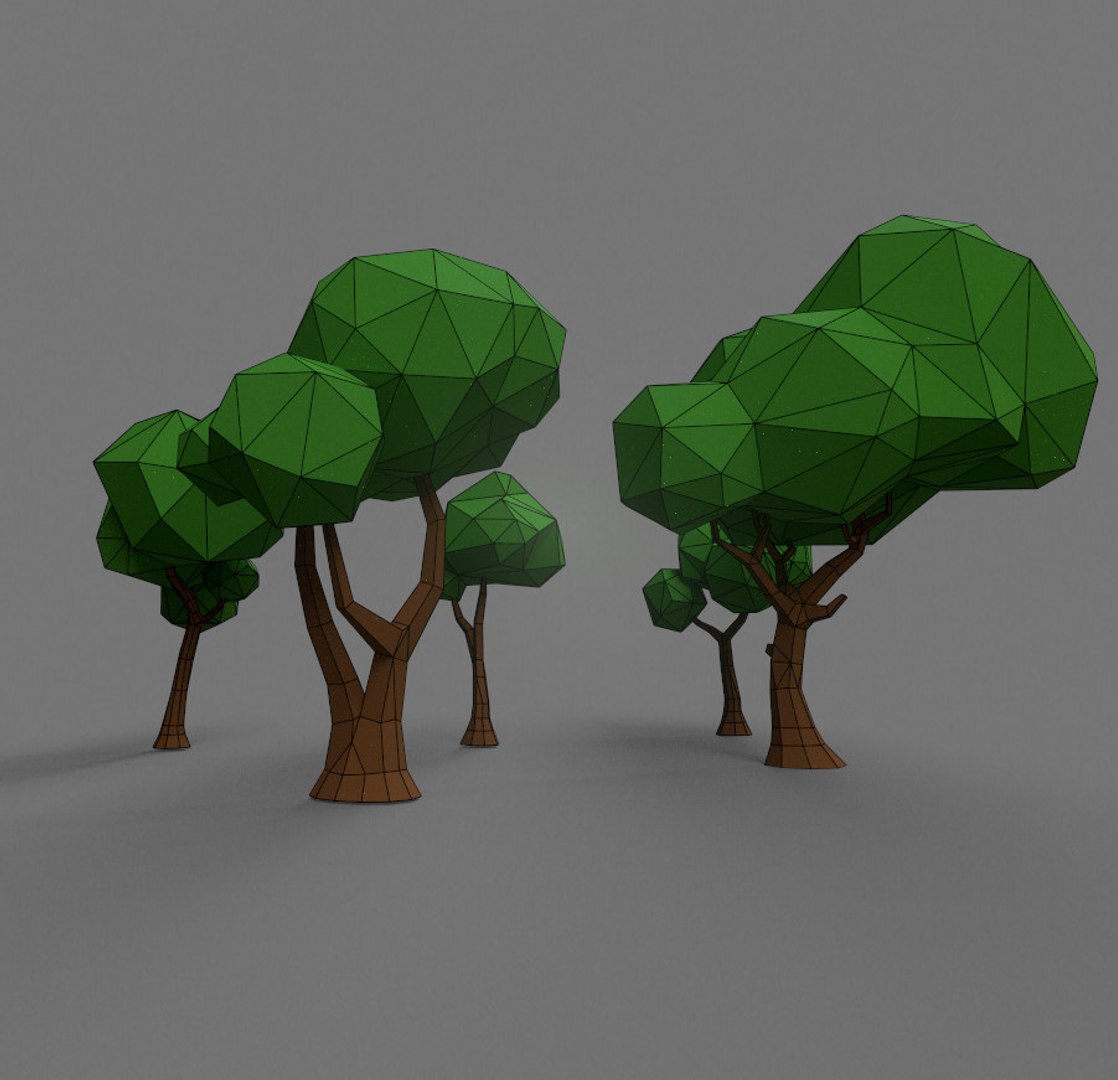 Flat Low-poly Cartoon Tree Pack 01 3D Model - TurboSquid 1813489
