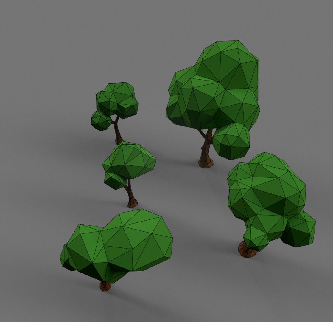 Flat Low-poly Cartoon Tree Pack 01 3D Model - TurboSquid 1813489