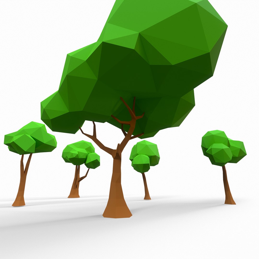 Flat Low-poly Cartoon Tree Pack 01 3D Model - TurboSquid 1813489