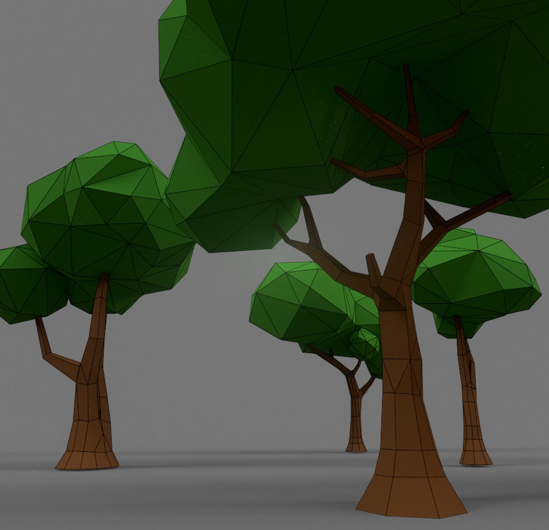 Flat Low-poly Cartoon Tree Pack 01 3D Model - TurboSquid 1813489