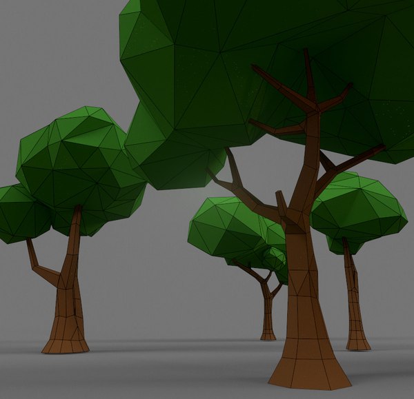 Flat Low-poly Cartoon Tree Pack 01 3D model - TurboSquid 1813489