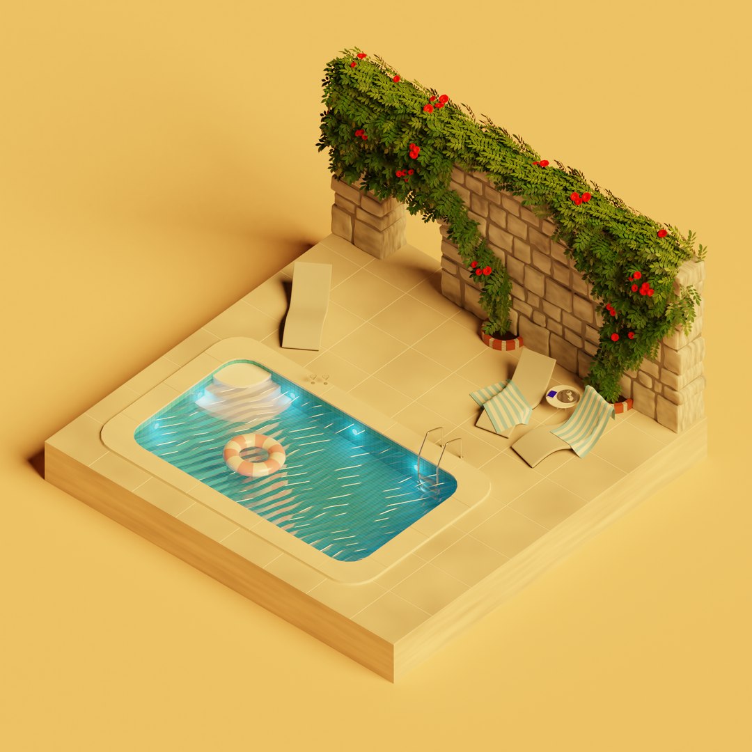 3D Relax Ancient Pool Side - TurboSquid 1776956