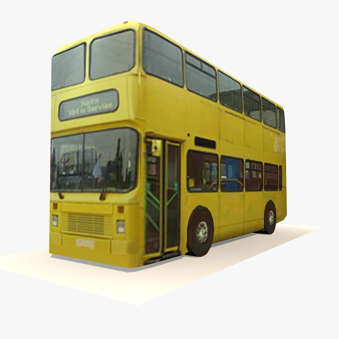 3d x double decker yellow bus