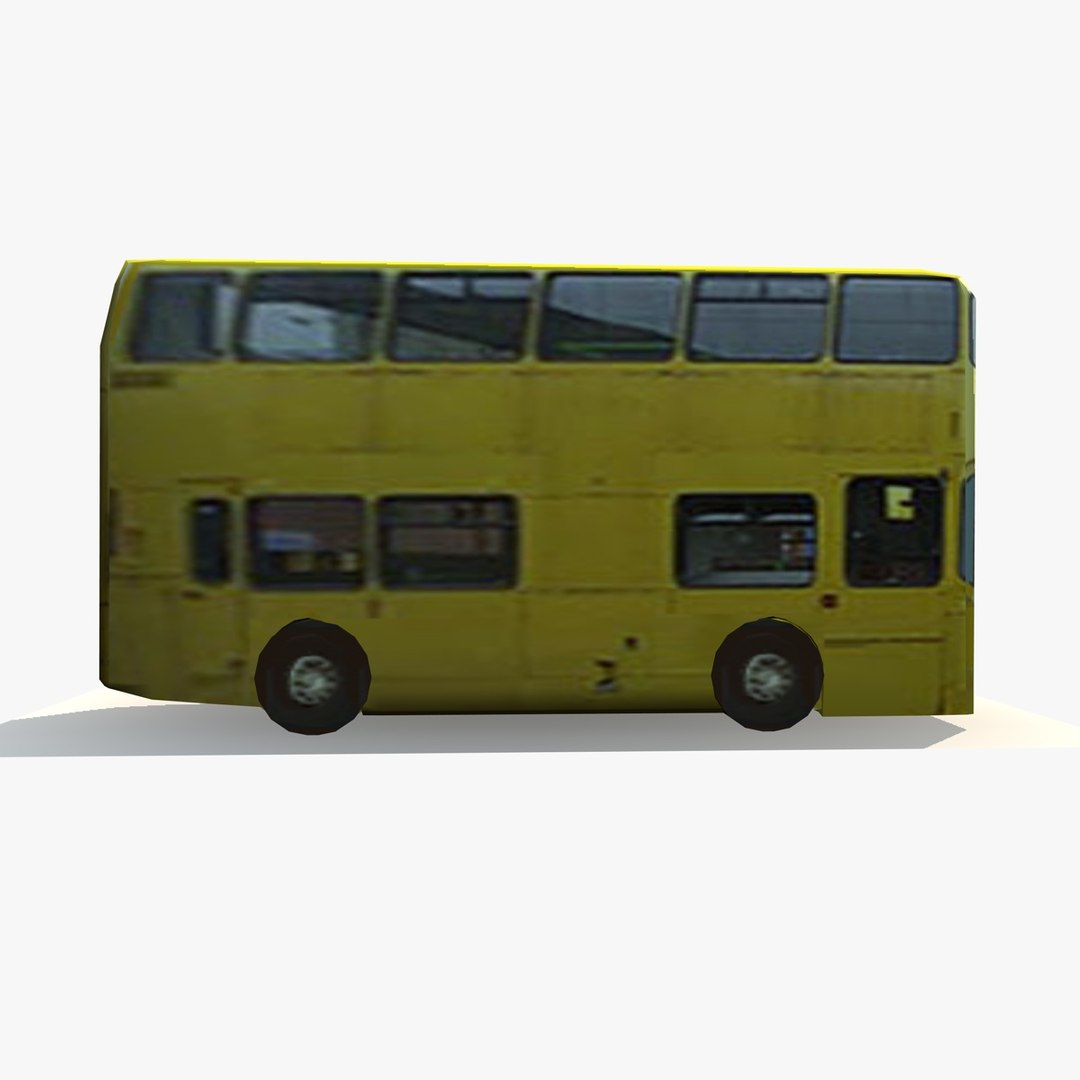 3d x double decker yellow bus