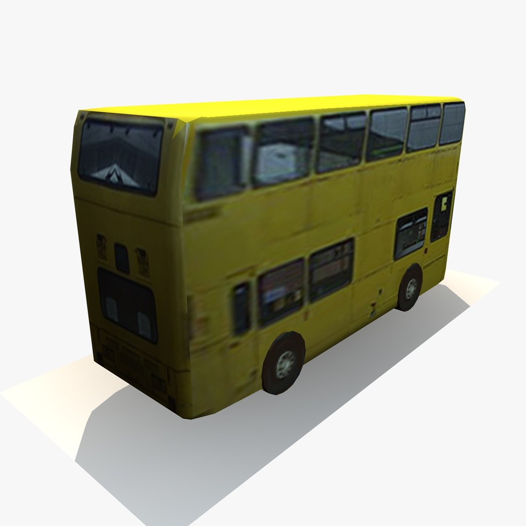 3d x double decker yellow bus