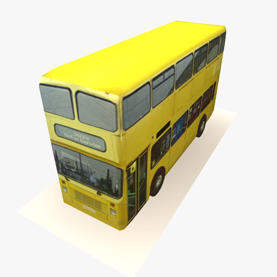 3d x double decker yellow bus