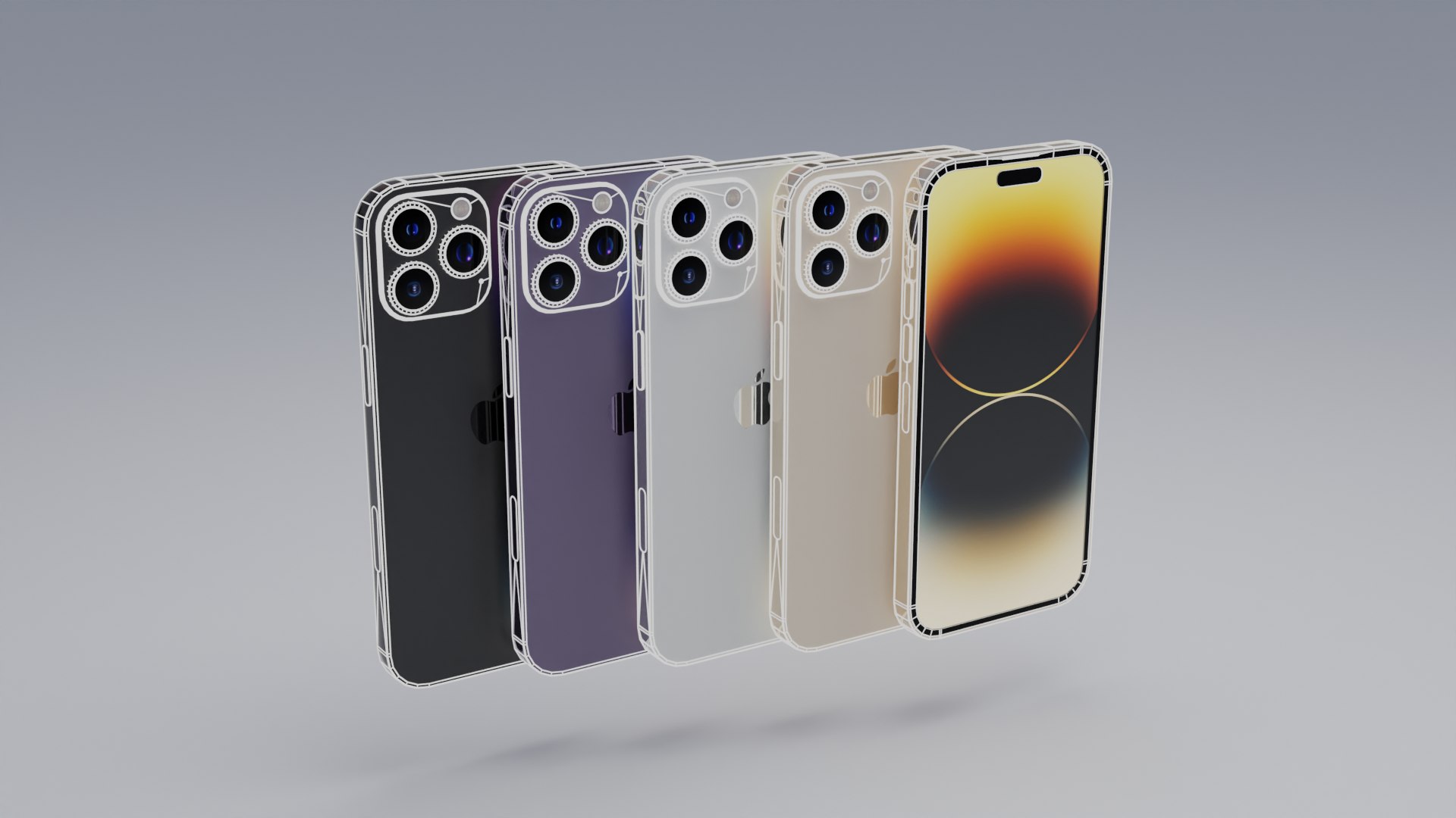 modelo 3d All Iphone 14 Pro Models with colors - 4K texture sets Low ...