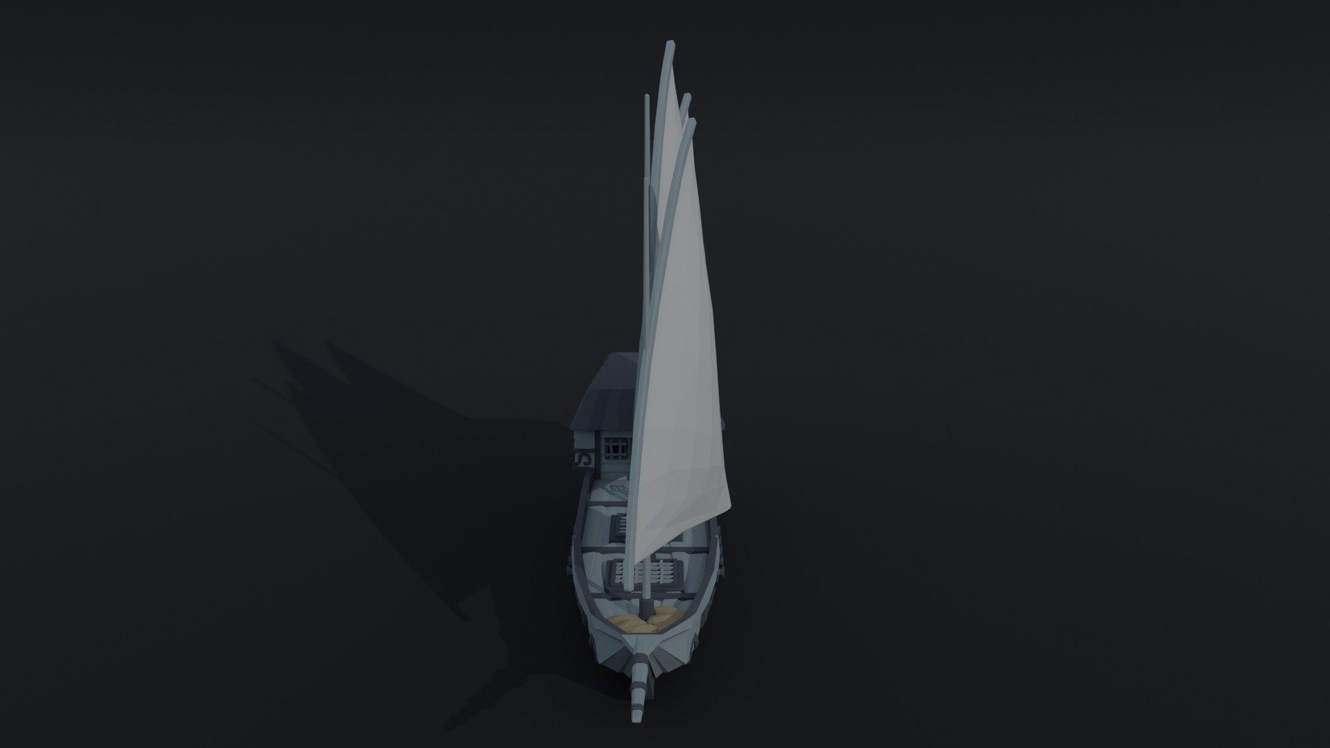 3D Low-poly Cartoon Medieval Fantasy Ship 2 Polygonal Style Model ...