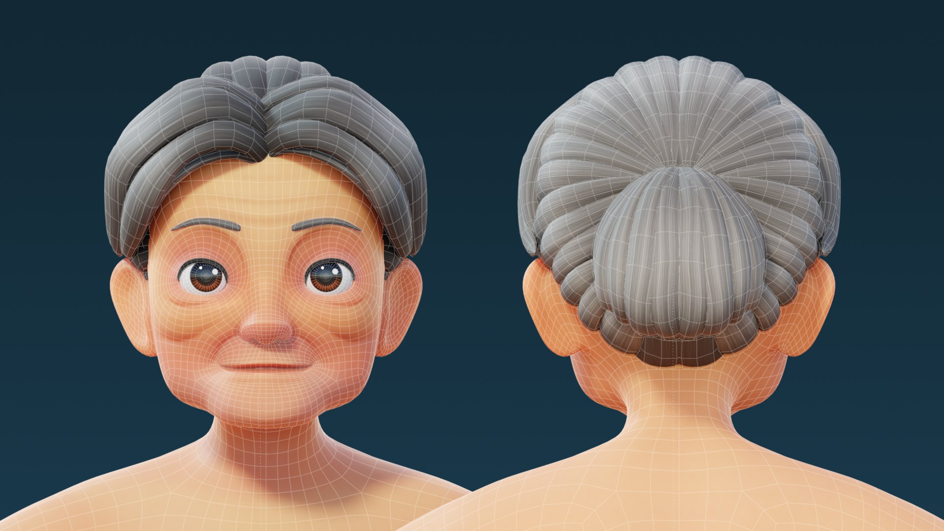 Free 3D Cartoon Base Mesh Old Female - TurboSquid 2217620