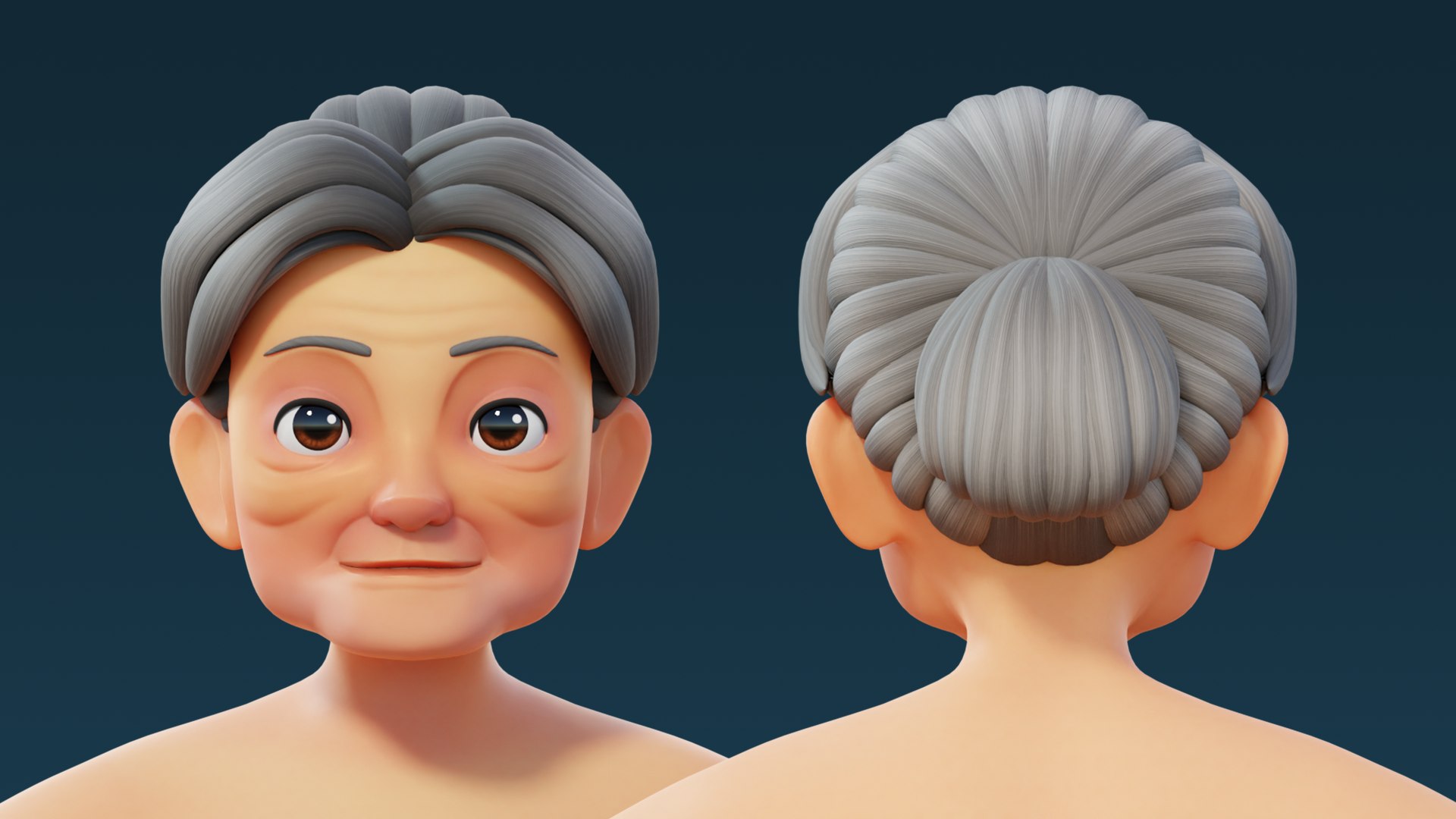 Free 3D Cartoon Base Mesh Old Female - TurboSquid 2217620