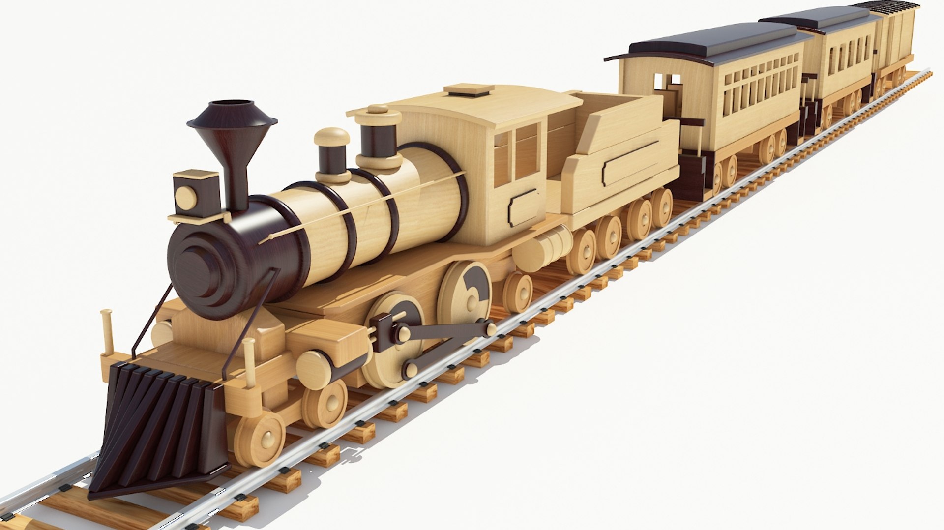 3d model of wood toy train