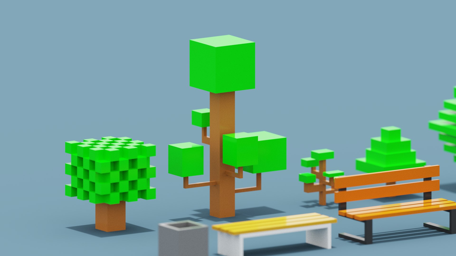 Voxel City Elements Lowpoly 3D model 3D - TurboSquid 1979603