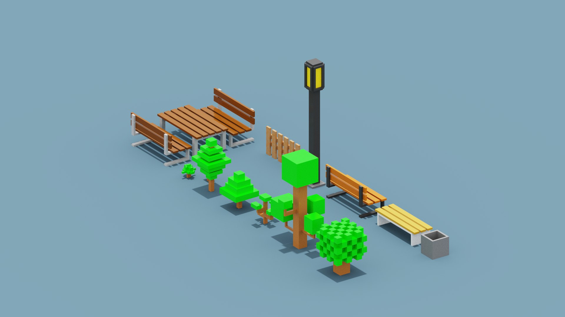 Voxel City Elements Lowpoly 3D model 3D - TurboSquid 1979603