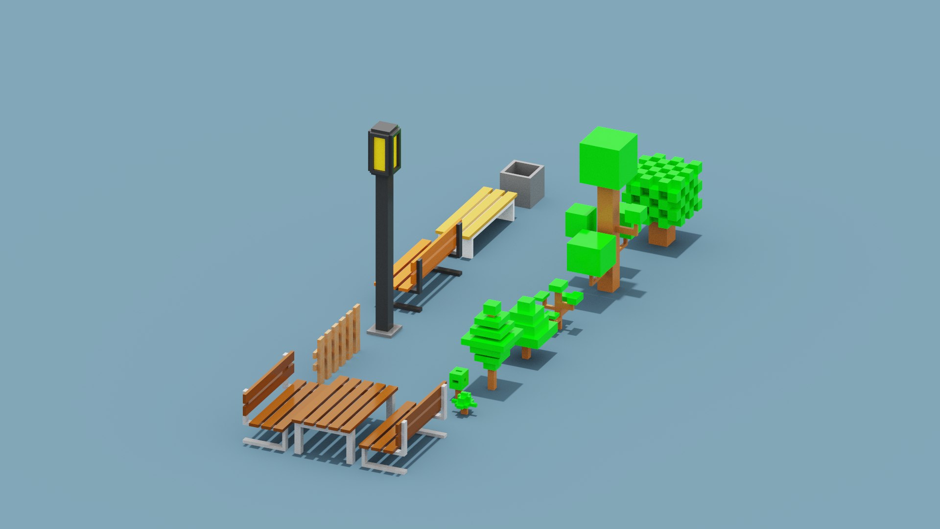 Voxel City Elements Lowpoly 3D model 3D - TurboSquid 1979603