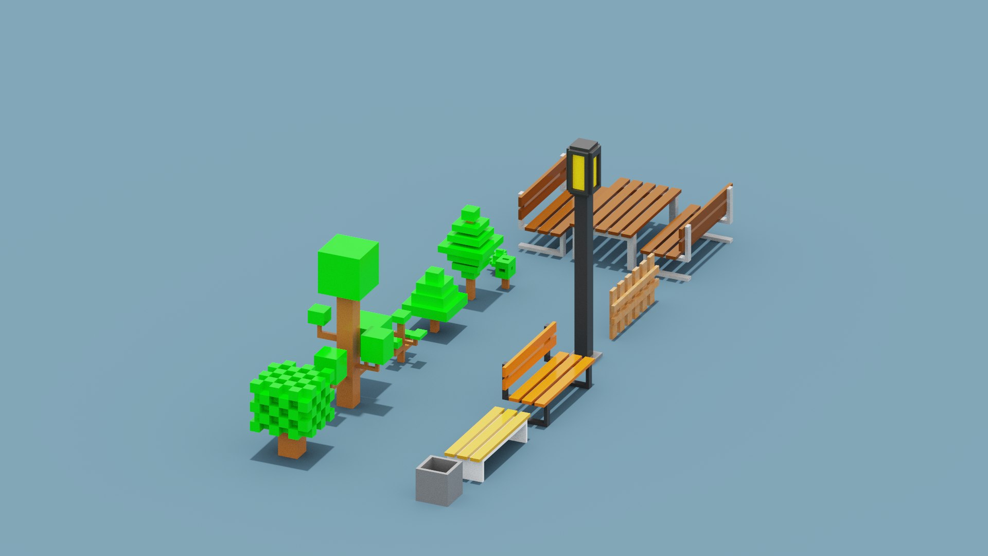 Voxel City Elements Lowpoly 3D model 3D - TurboSquid 1979603