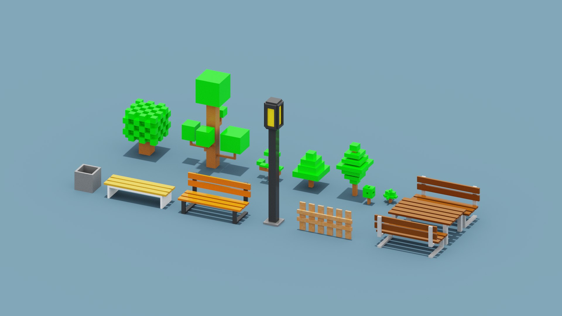Voxel City Elements Lowpoly 3D model 3D - TurboSquid 1979603