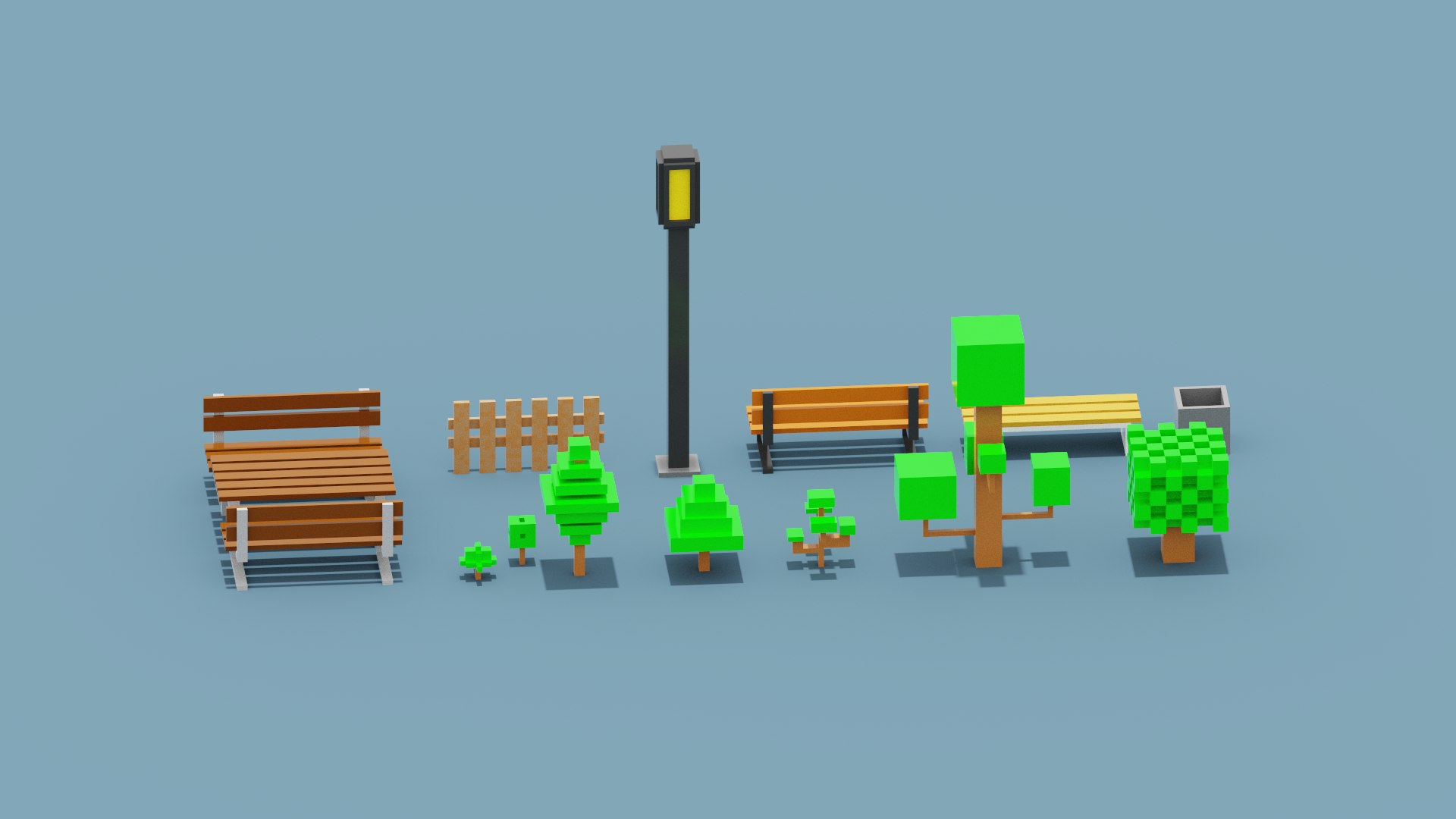 Voxel City Elements Lowpoly 3D model 3D - TurboSquid 1979603