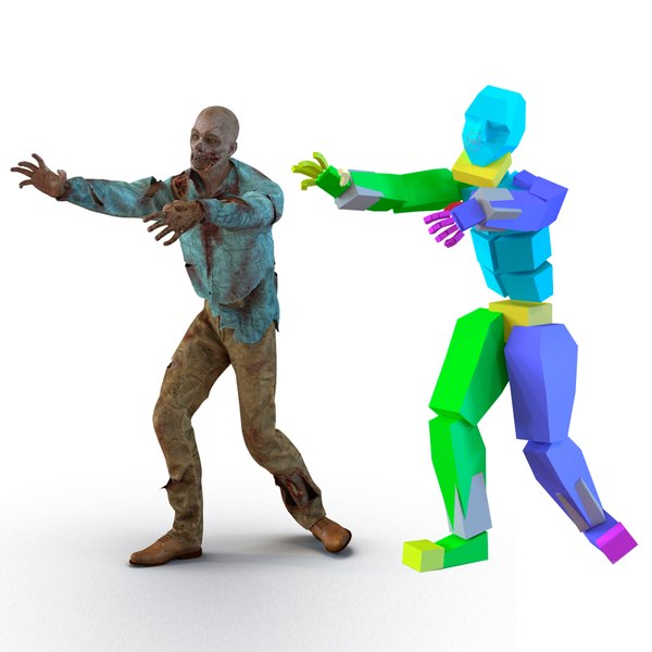 3d zombie rigged modeled model