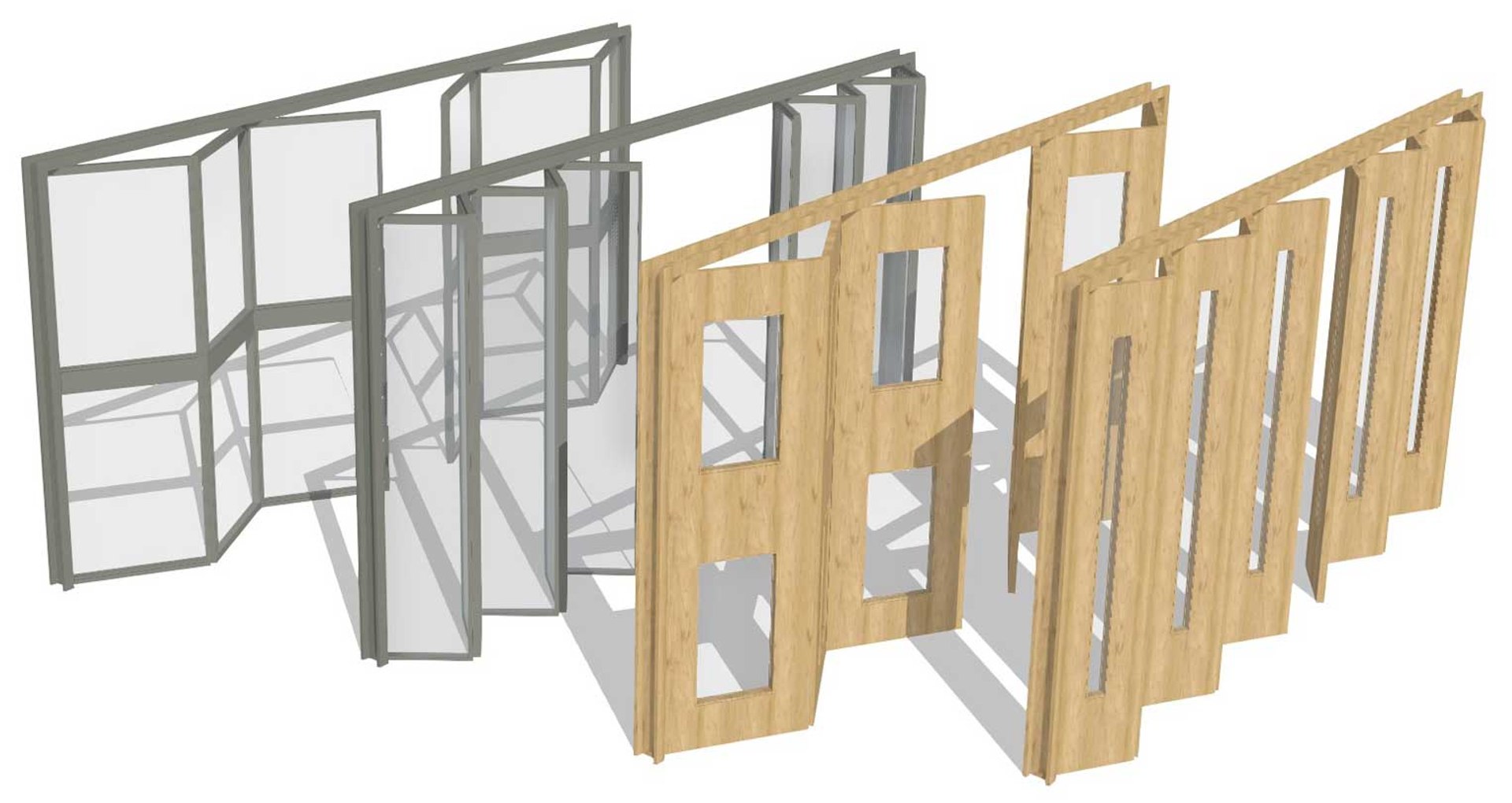 Fully Parametric Double Opening Bi-Fold Doors 3D Model - TurboSquid 2058354