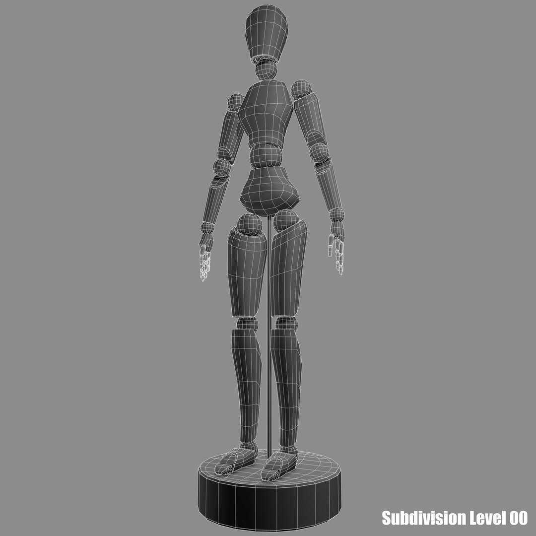 3ds Max Wooden Mannequin Character Female