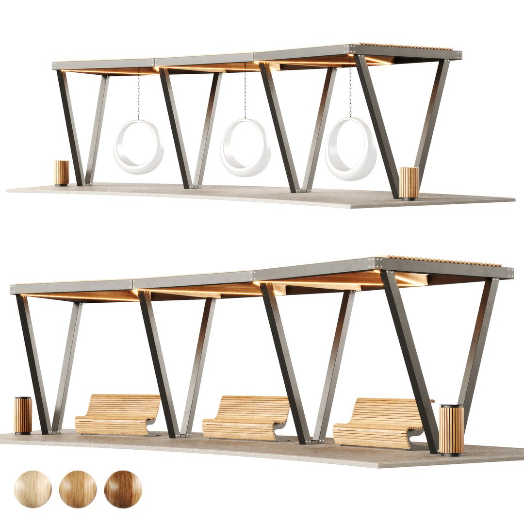 Pergola With Swings Benches 3D Model 3D Model - TurboSquid 2192139