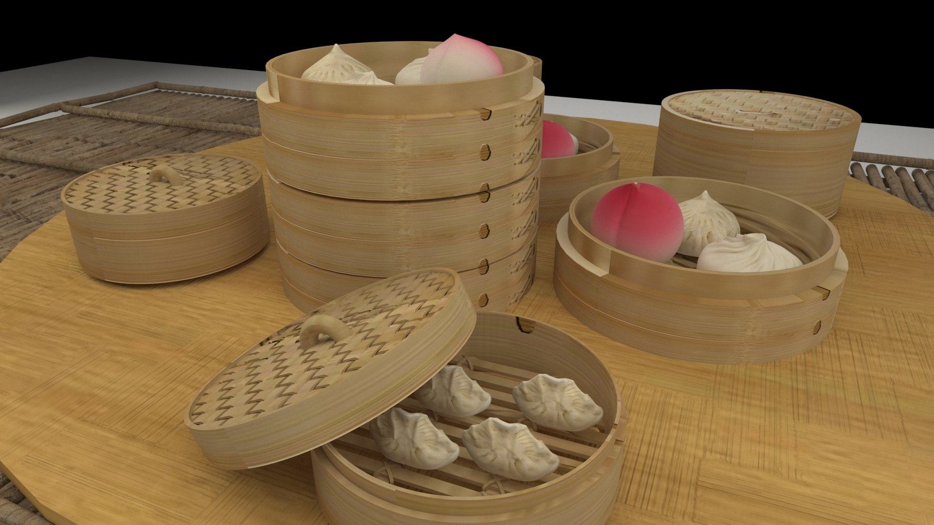3D Dim Sum Bamboo Model - TurboSquid 1668057