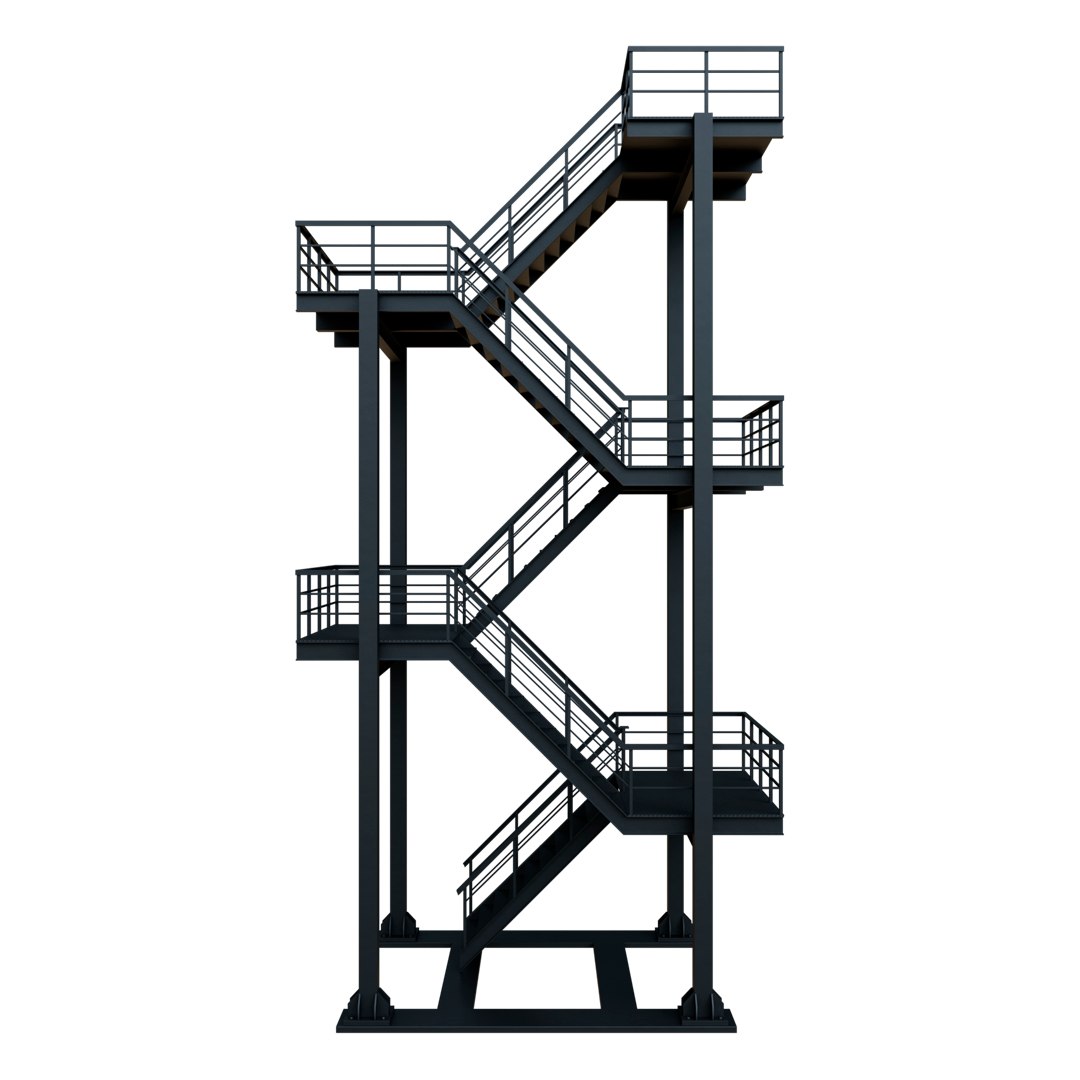 3D Industrial Escape Stair Model - TurboSquid 1707413