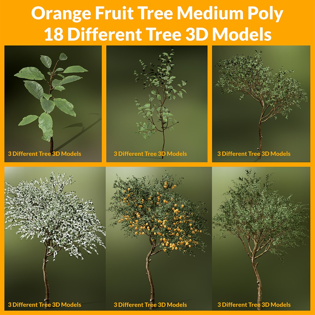3D Orange Fruit Tree Low Poly 18 Different Tree 3D Models - TurboSquid ...