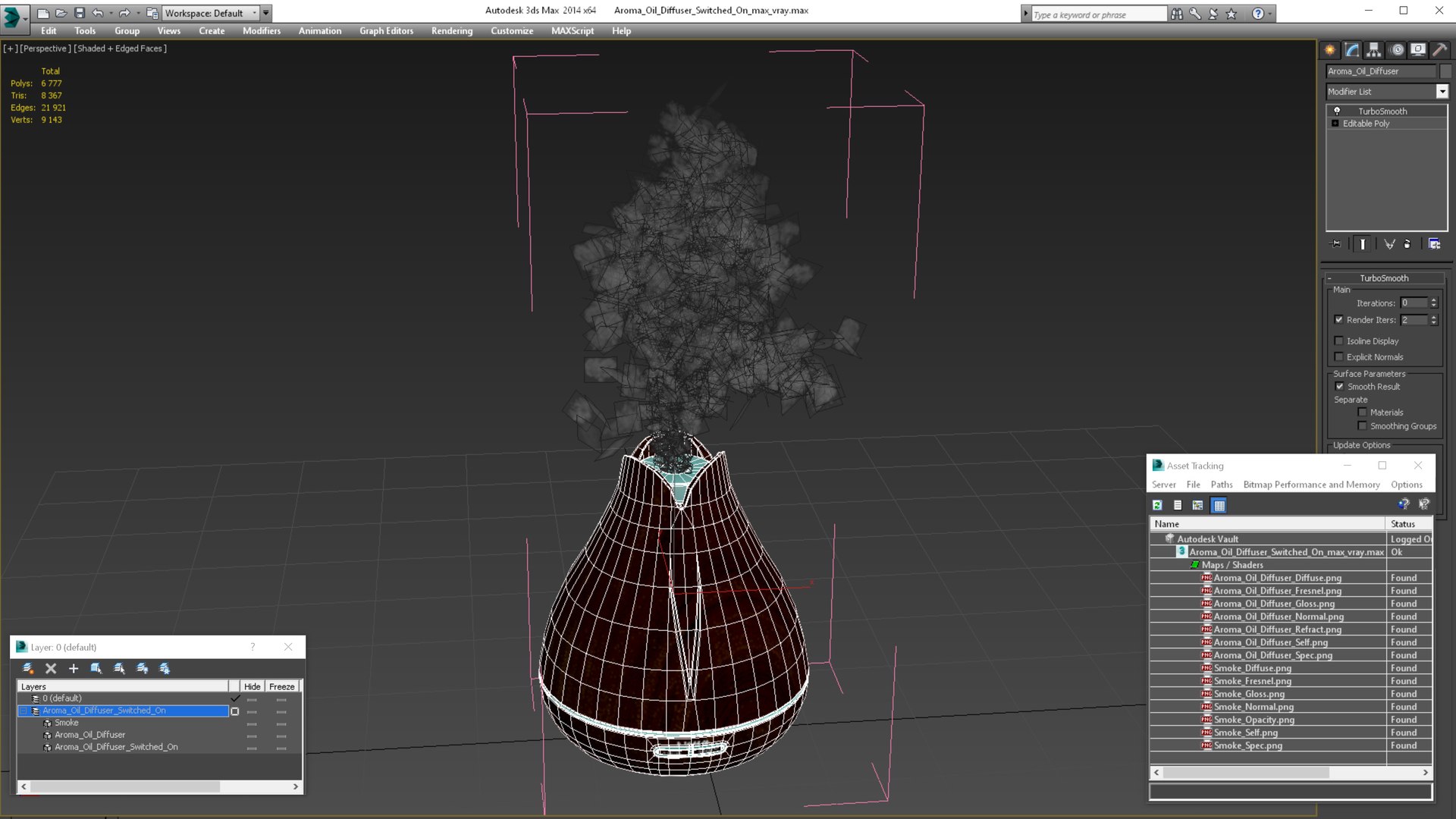 Aroma Oil Diffuser Switched On 3D Model - TurboSquid 2007255