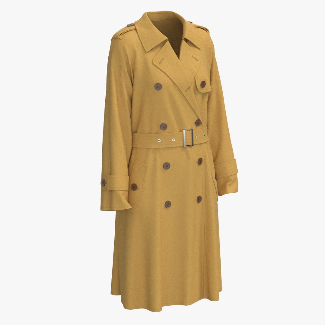 Women Trench Coat 3D Model - TurboSquid 1993165