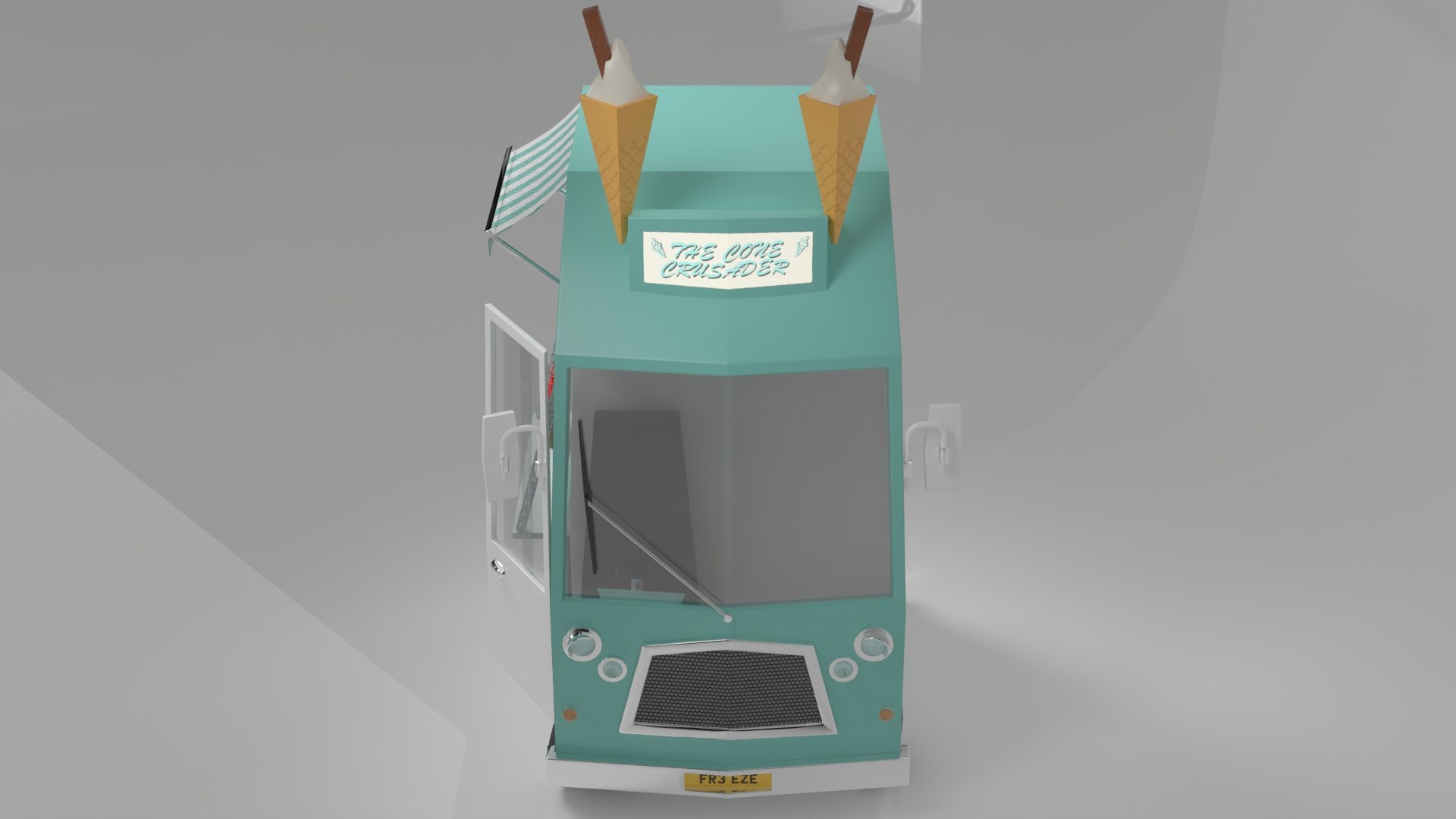3D Cartoon Ice Cream Van Model - TurboSquid 2247931