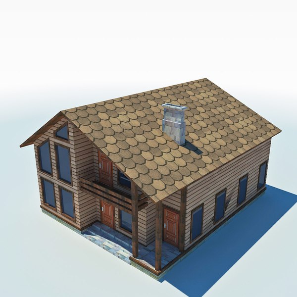 3d model low-poly cottage