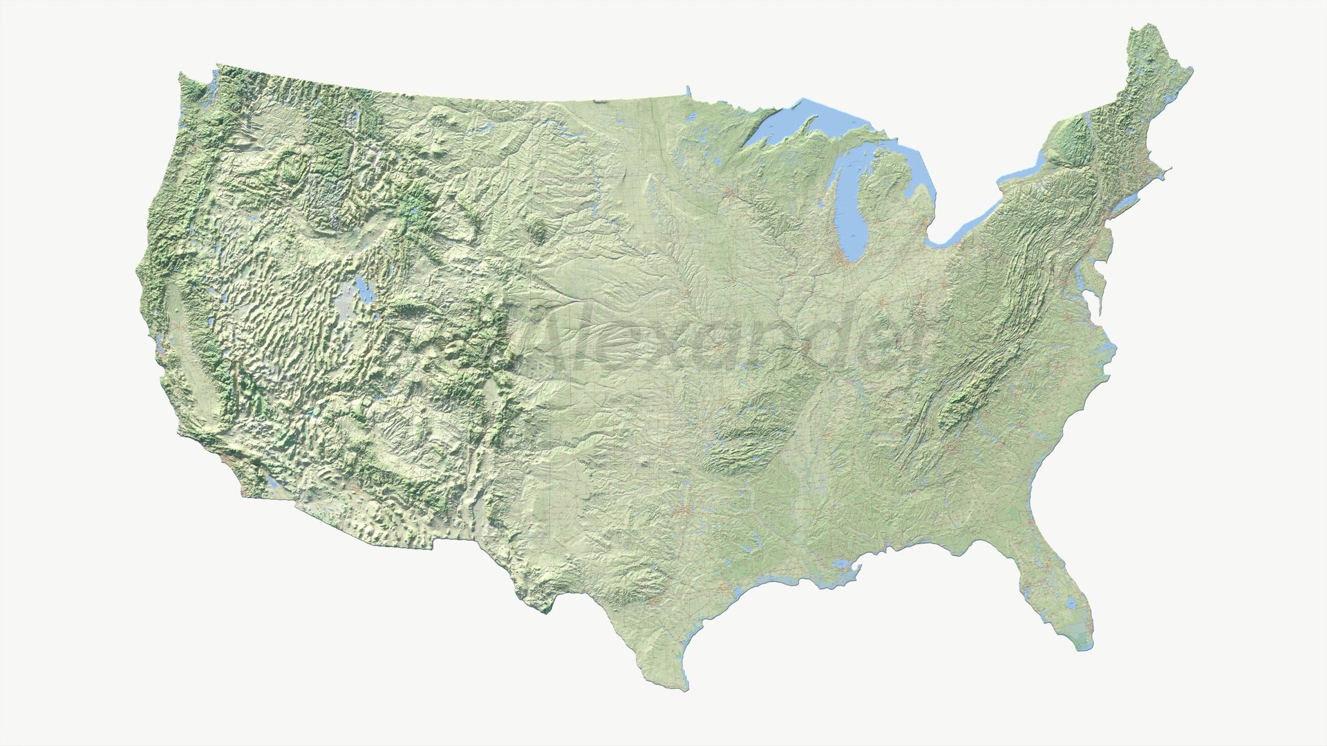 3D USA Sat And Topo With Alaska, Hawai Detailed Relief PBR Map ...