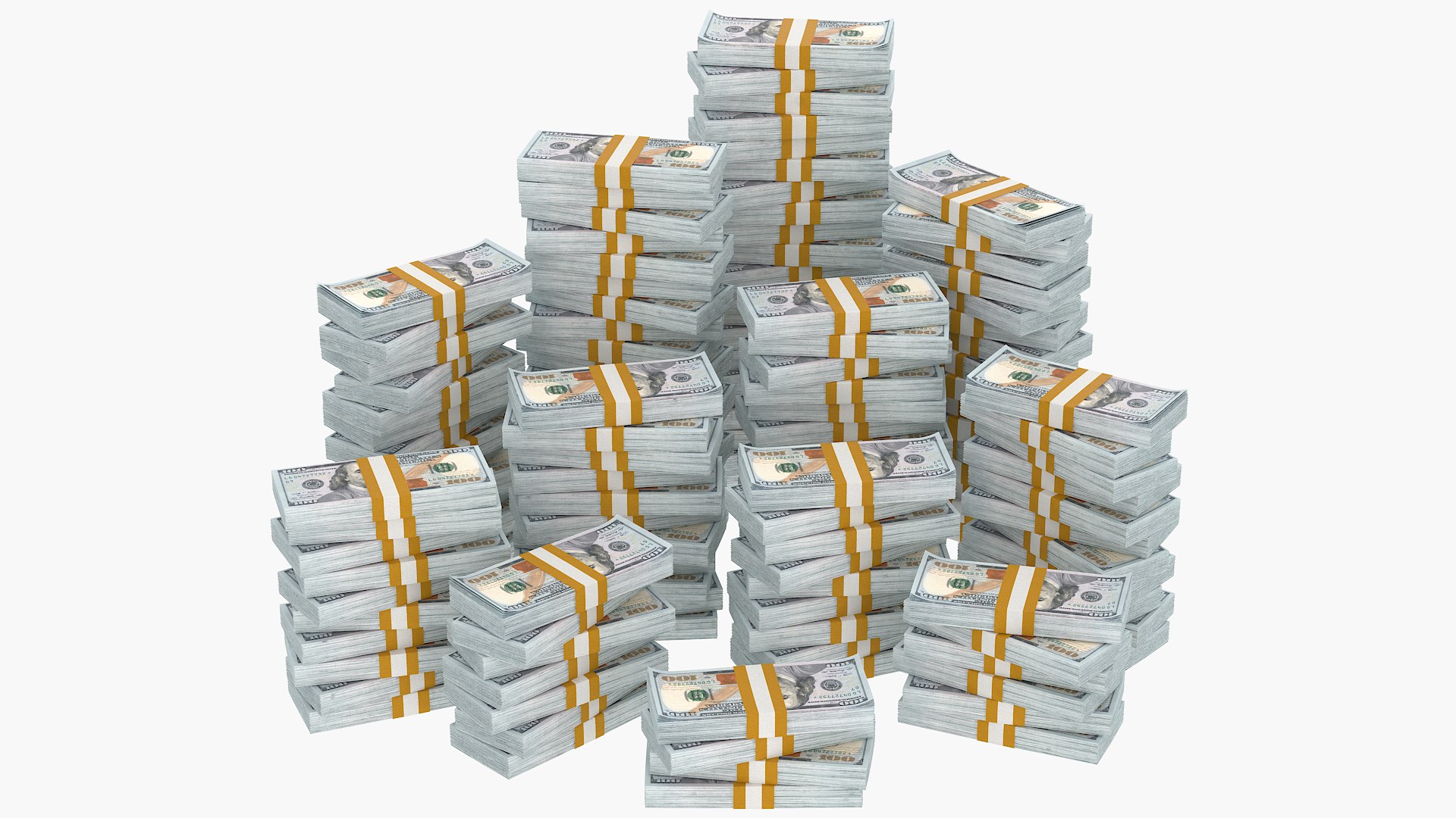 100 Dollar Bill Grouped Stacks 3D Model - TurboSquid 1972403