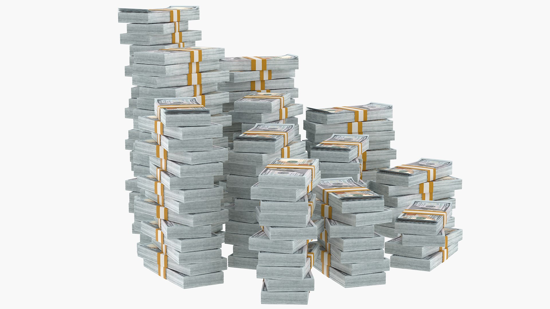 100 Dollar Bill Grouped Stacks 3D Model - TurboSquid 1972403
