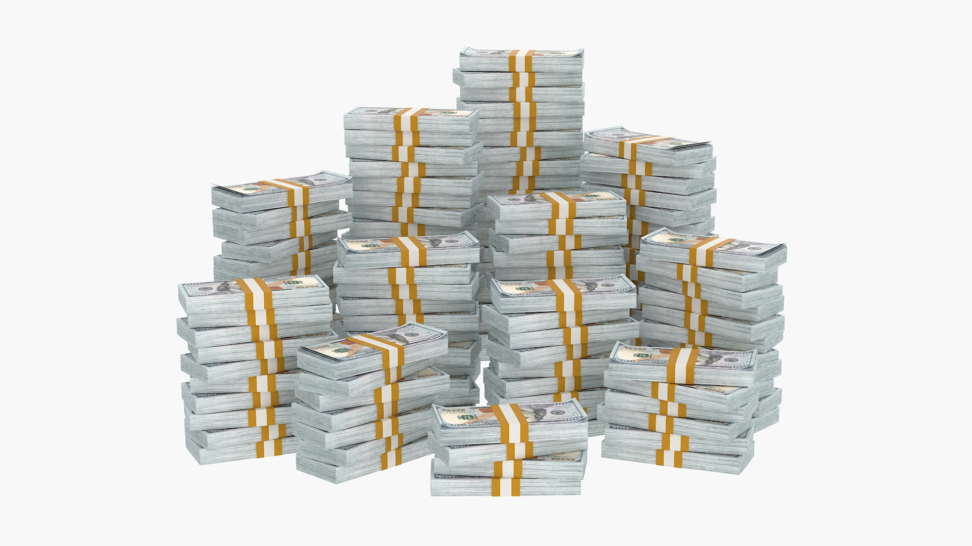 100 Dollar Bill Grouped Stacks 3D Model - TurboSquid 1972403