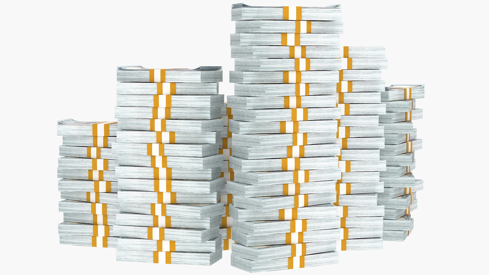 100 Dollar Bill Grouped Stacks 3D Model - TurboSquid 1972403