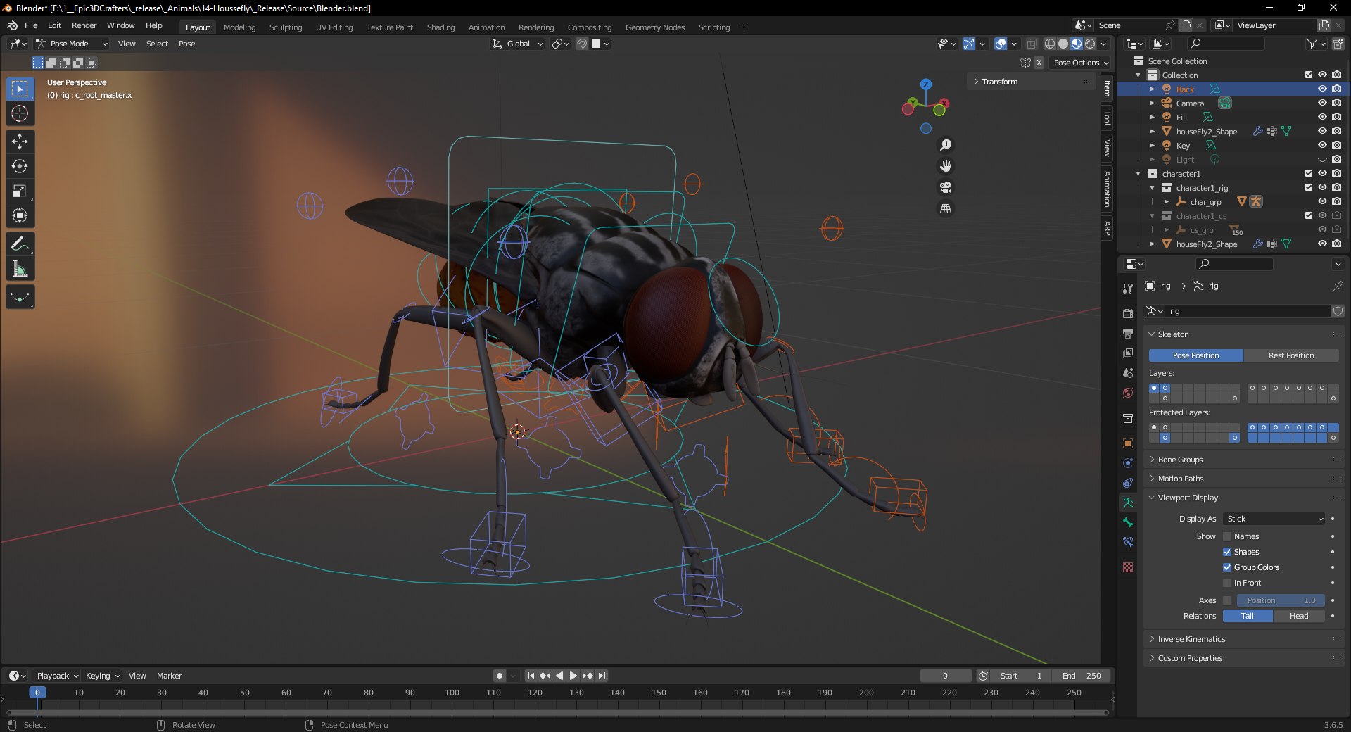 Insect Intrigue 3D Housefly Rigged Low-poly 3D Model 3D Model ...