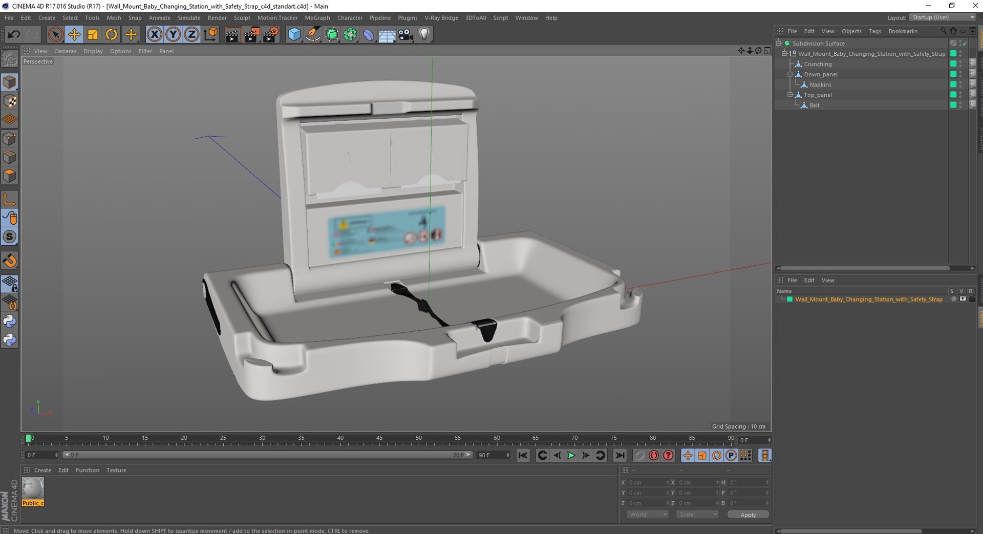 3D Wall Mount Baby Changing Station With Safety Strap - TurboSquid 2128386