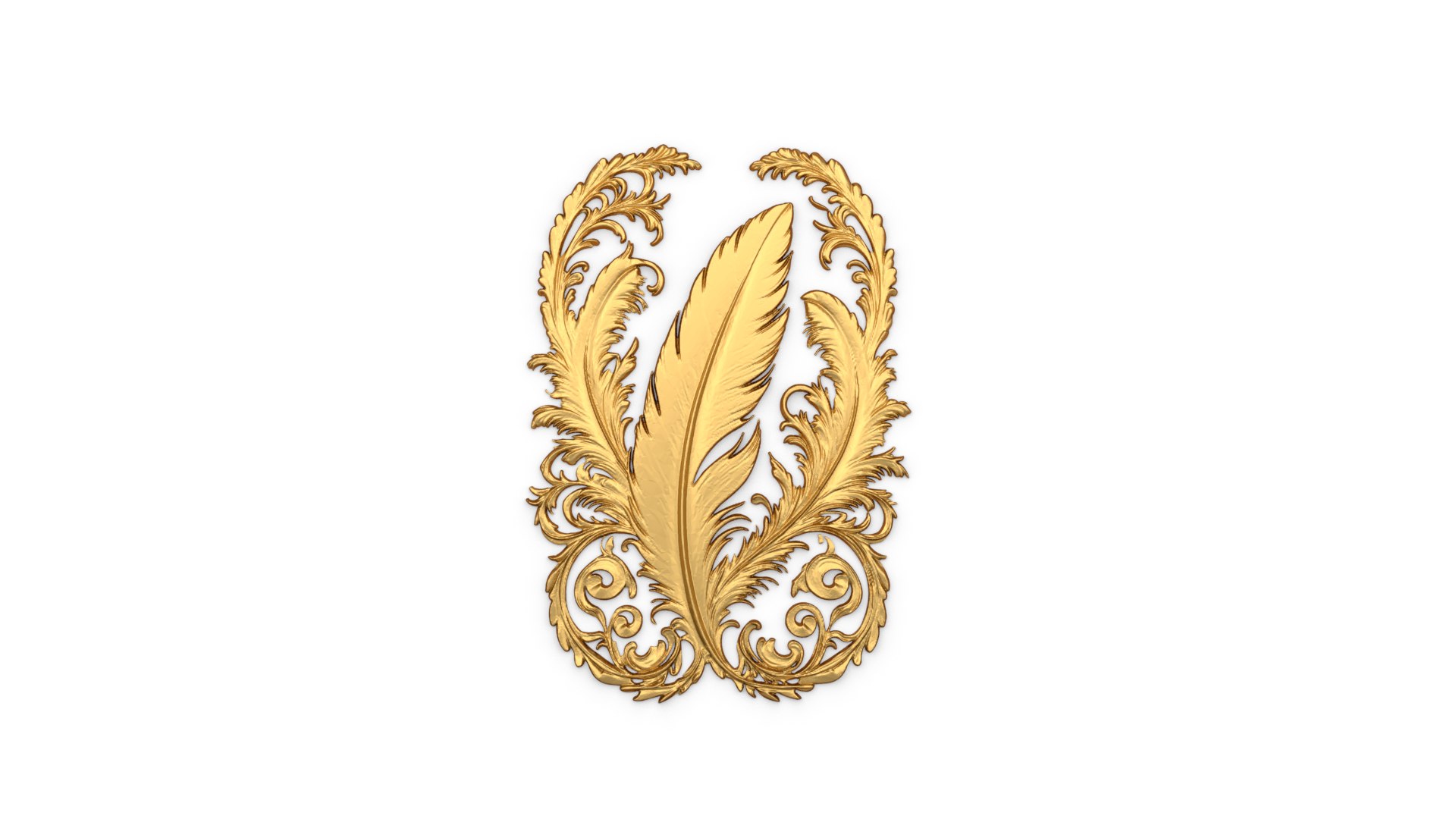 Feather decor set wall mural 07 3D model - TurboSquid 2176480