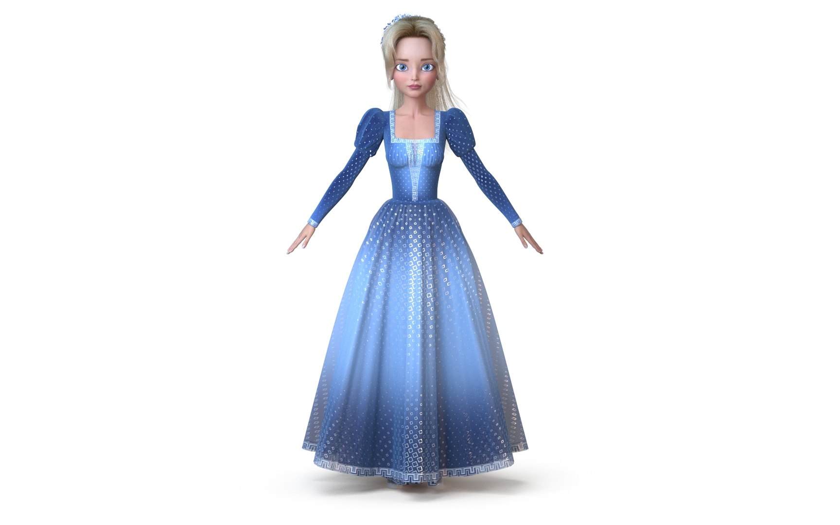 Cartoon Princess Blonde Default Blue 3D Model - TurboSquid 2270932