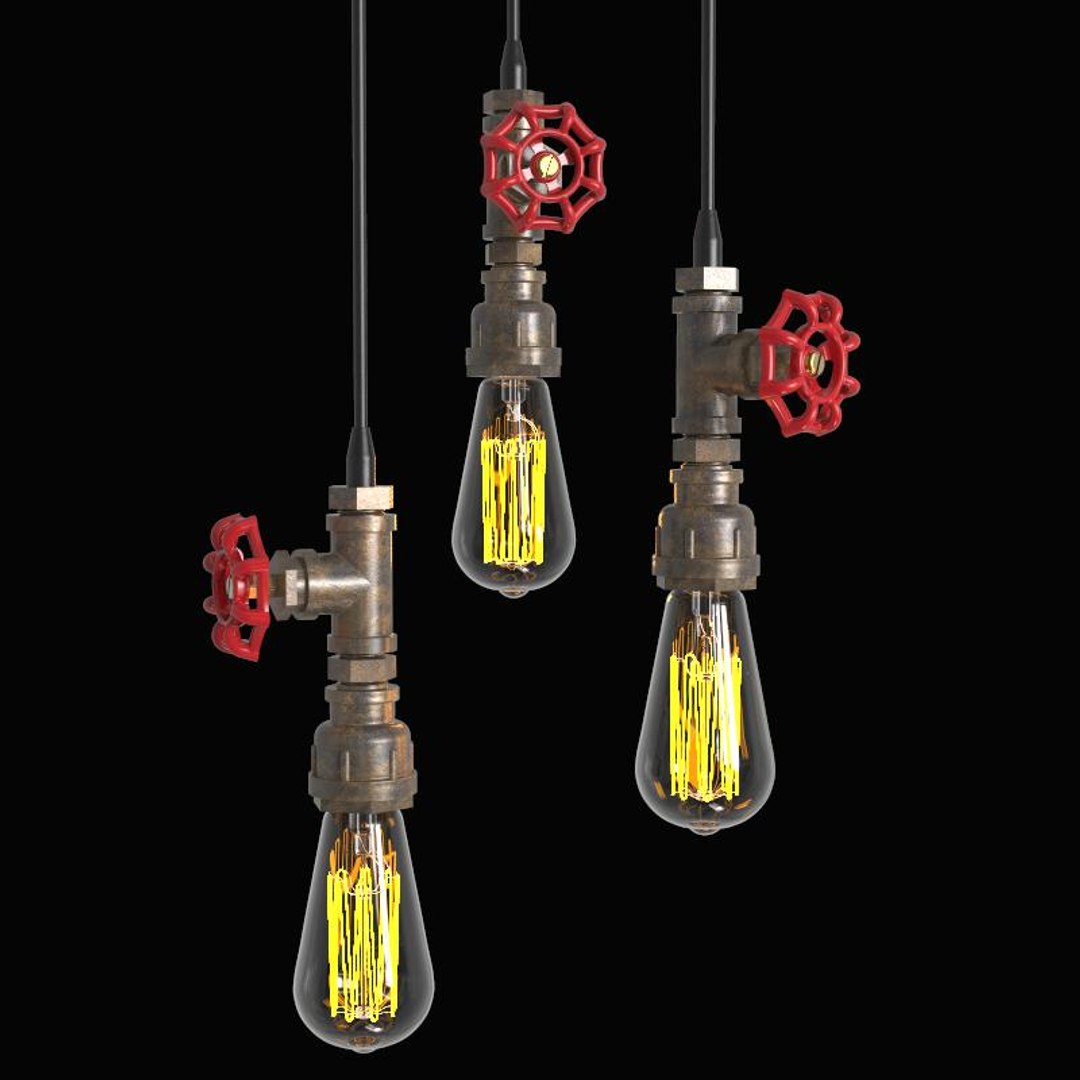Industrial Hanging Pipe Lamp 3D Model - TurboSquid 1431159